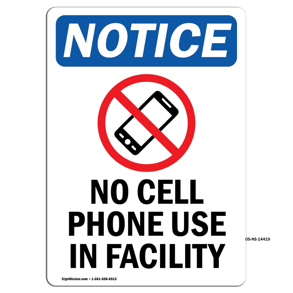 OSHA Notice Signs - No Cell Phone Use Sign With Symbol | Decal ...