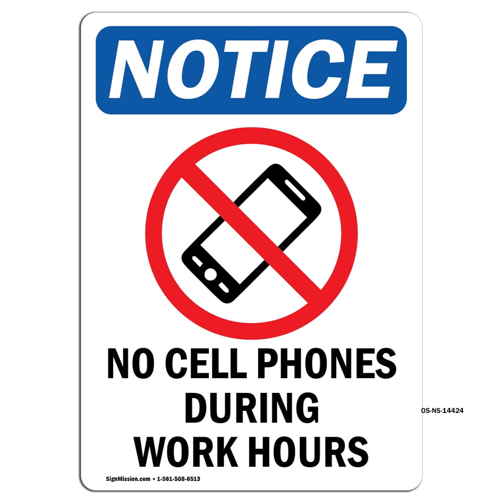 OSHA Notice Signs - No Cell Phones During Sign With Symbol | Decal ...