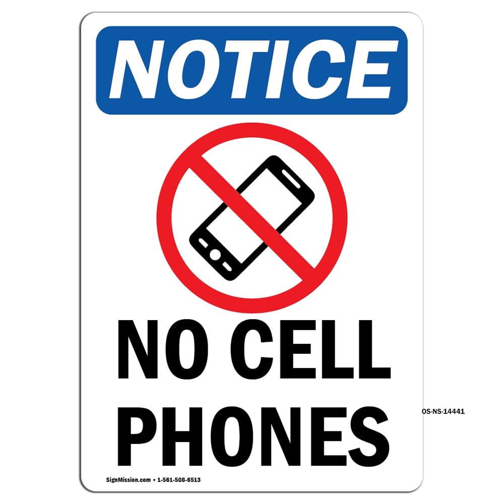 OSHA Notice Signs - No Cellular Phones Sign With Symbol | Decal ...