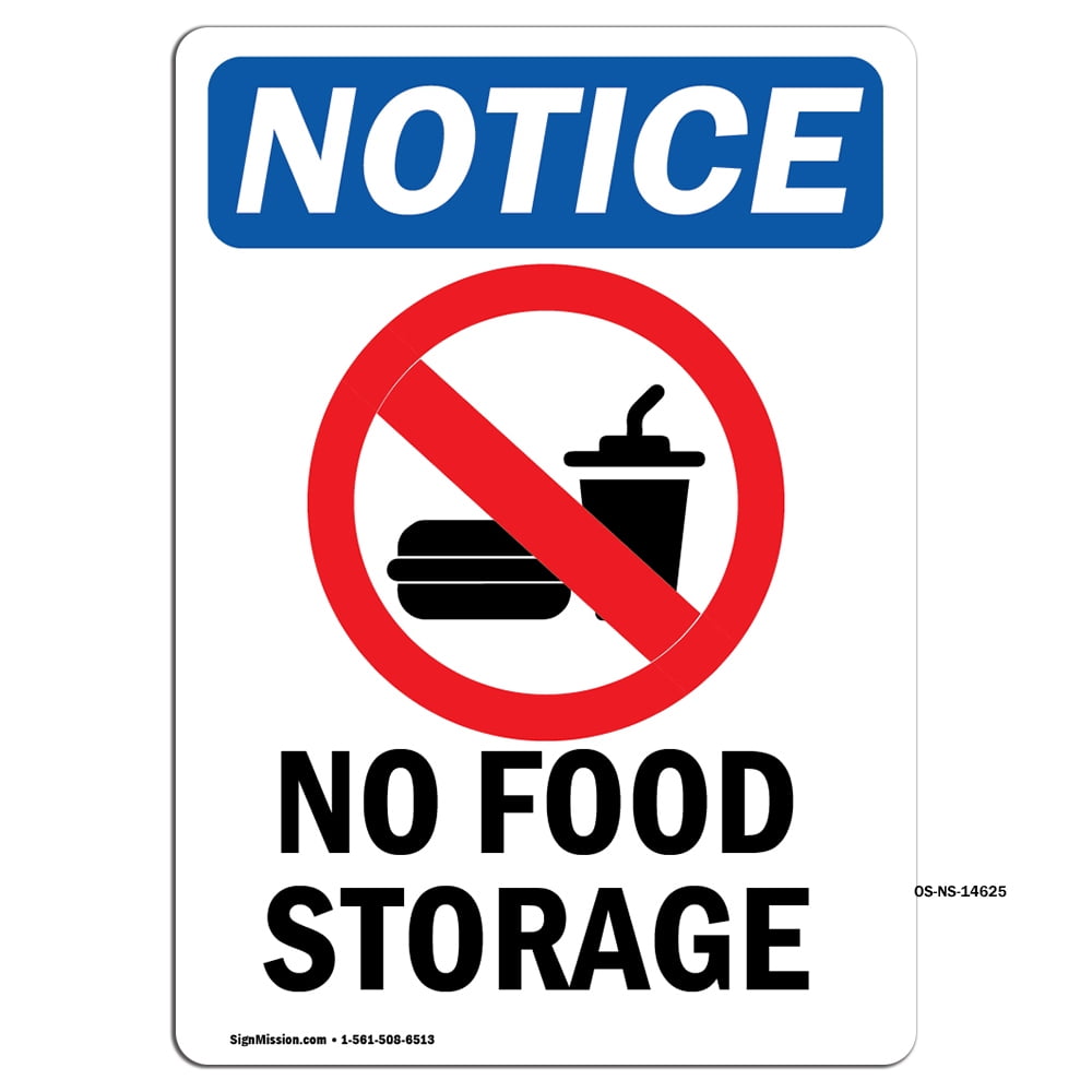 OSHA Notice Signs - No Food Storage Sign With Symbol | Decal | Protect ...