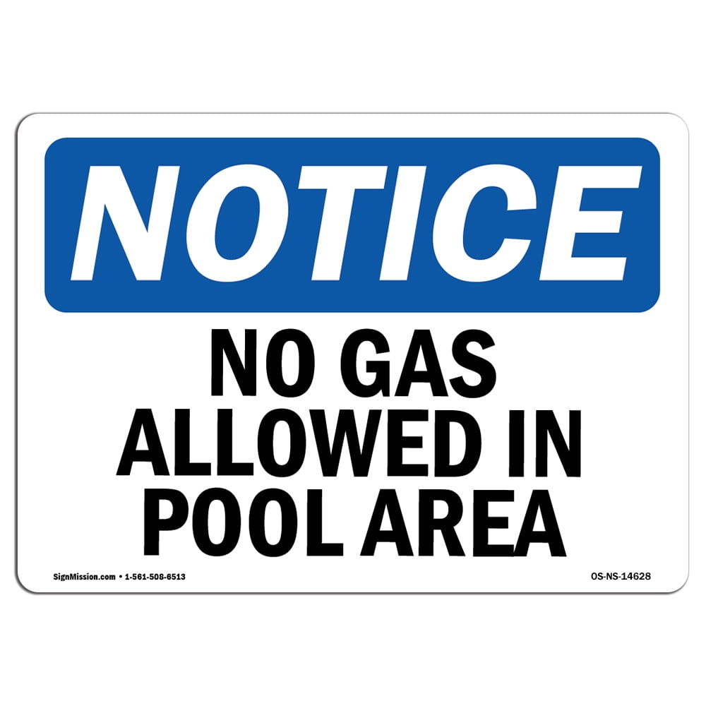 OSHA Notice Signs - No Glass Allowed In Pool Area Sign | Extremely ...