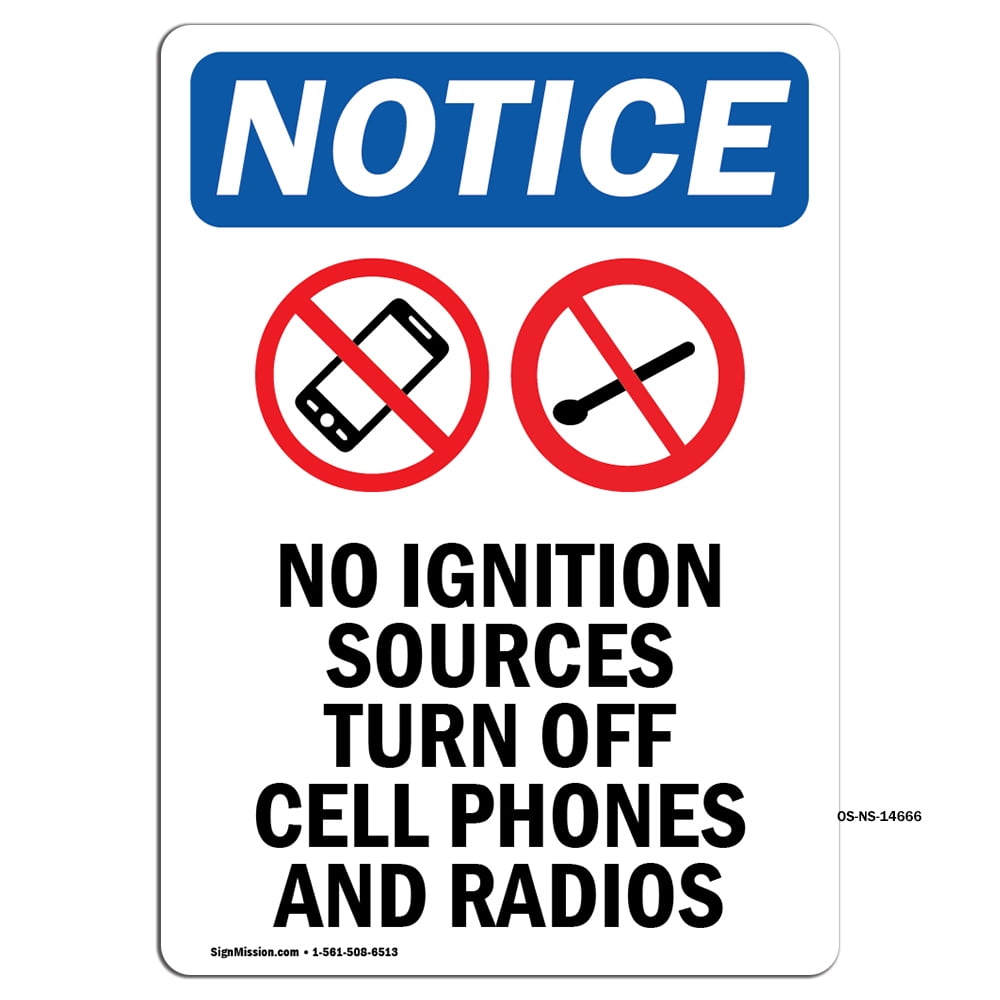 OSHA Notice Signs - No Ignition Sources Sign With Symbol | Decal ...