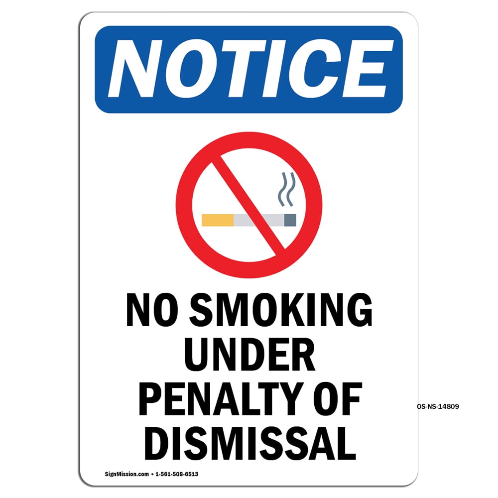 OSHA Notice Signs - No Smoking Under Penalty Sign With Symbol | Decal ...