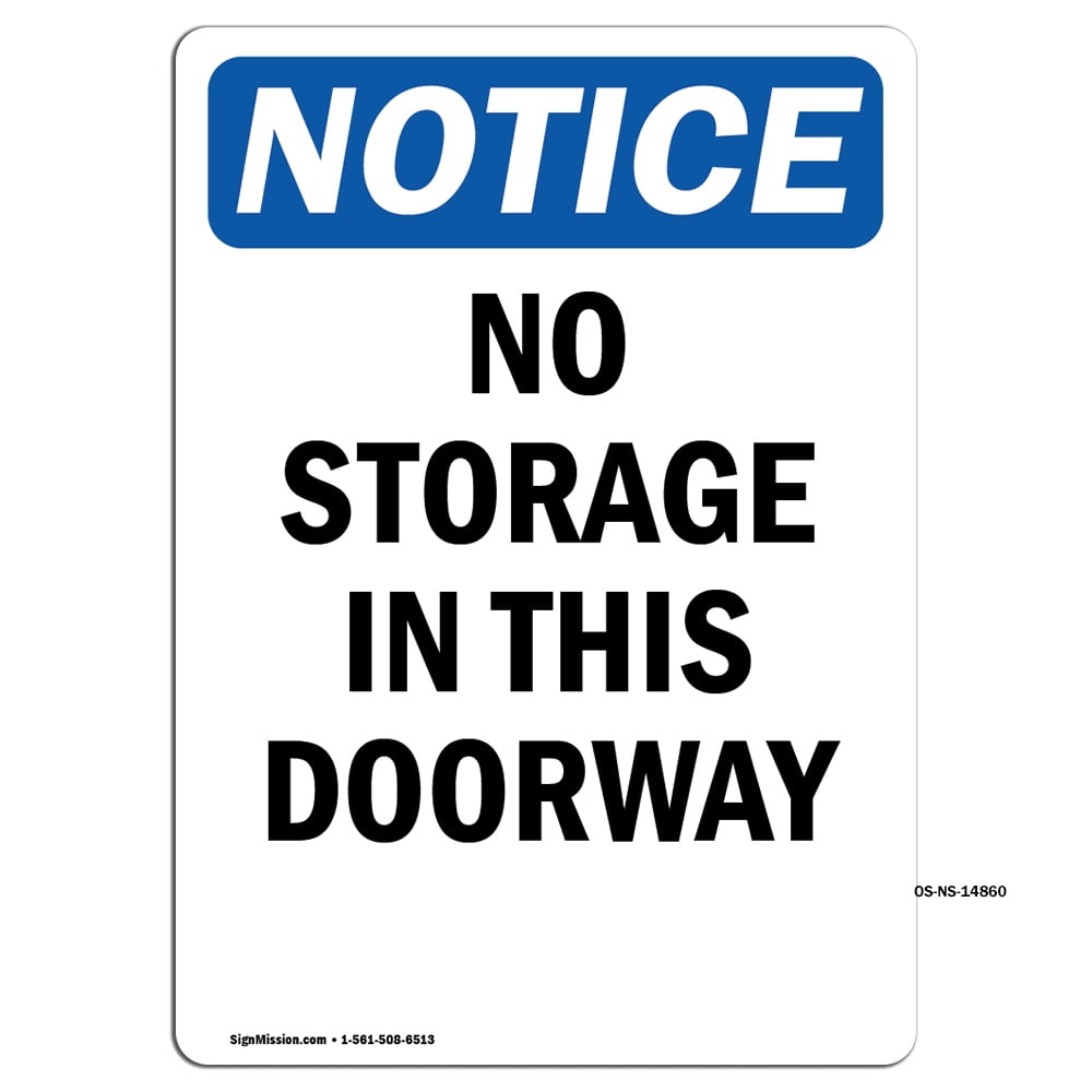 OSHA Notice Signs - No Storage In This Doorway | Decal | Protect Your ...