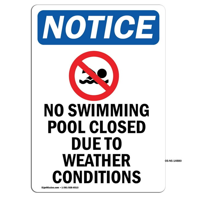 OSHA Notice Signs - No Swimming Pool Closed Sign With Symbol | Decal ...