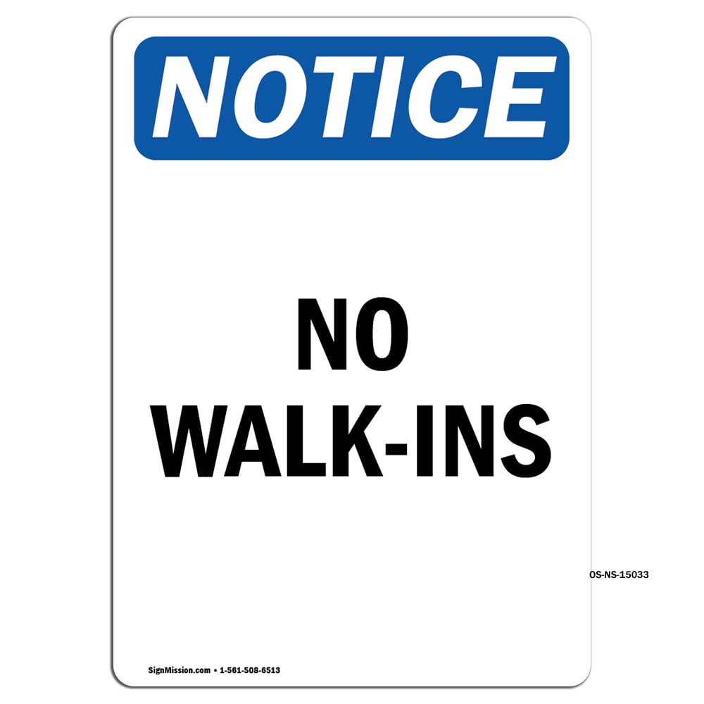 OSHA Notice Signs - No Walk-Ins | Decal | Protect Your Business ...