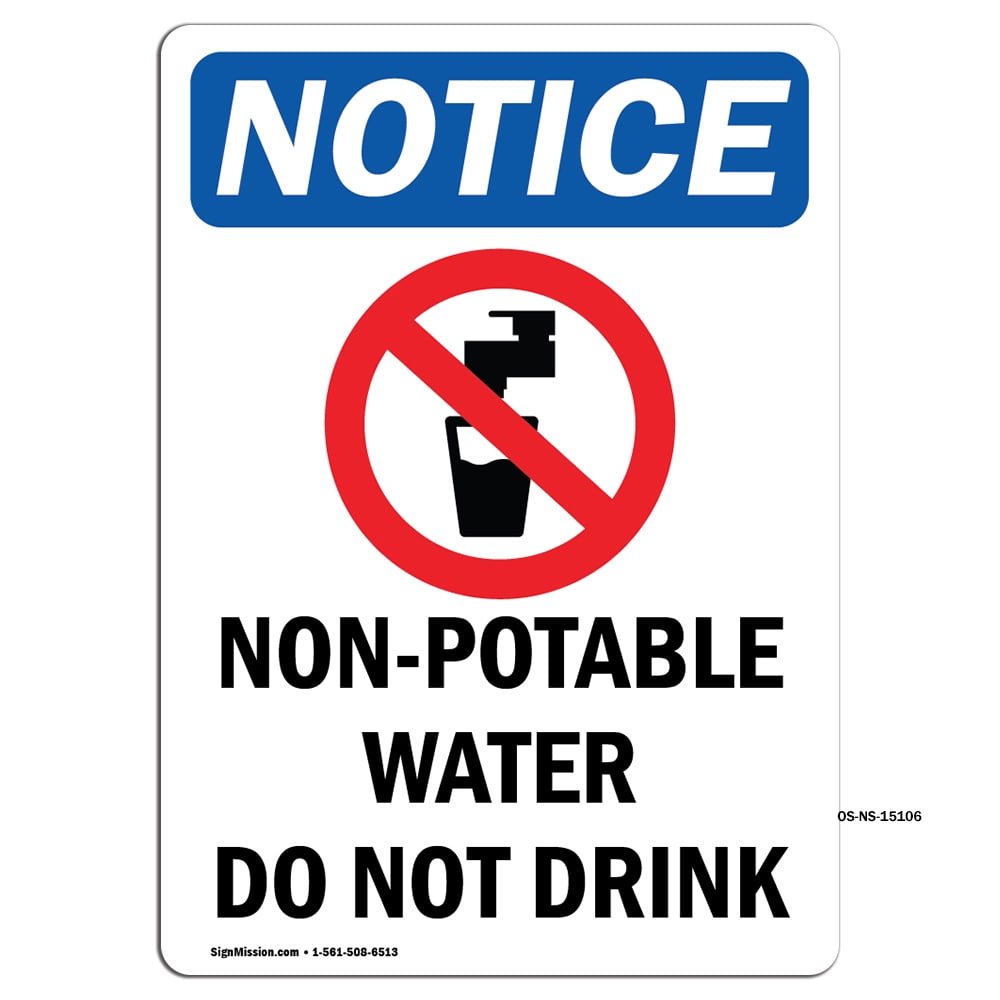 OSHA Notice Signs - Non-Potable Water Sign With Symbol | Decal ...