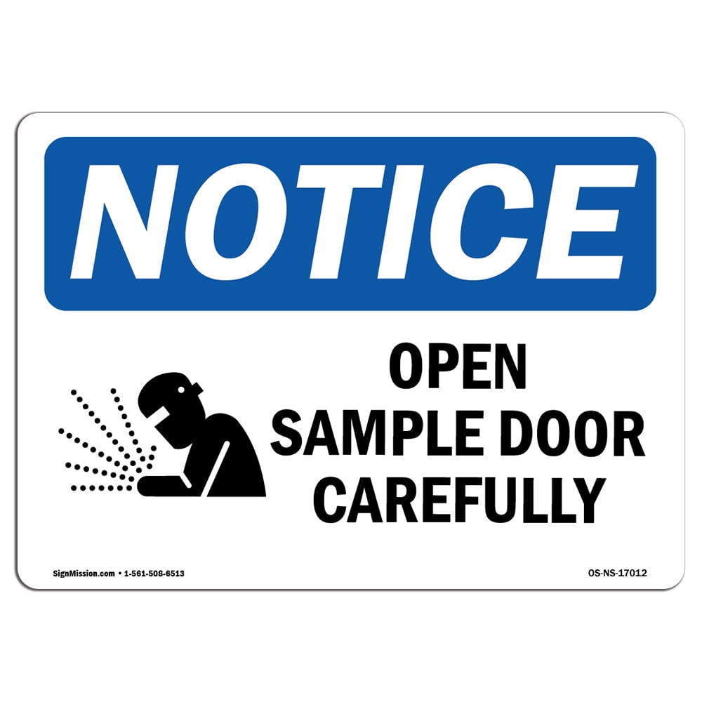 OSHA Notice Signs - Open Sample Door Slowly Sign With Symbol ...