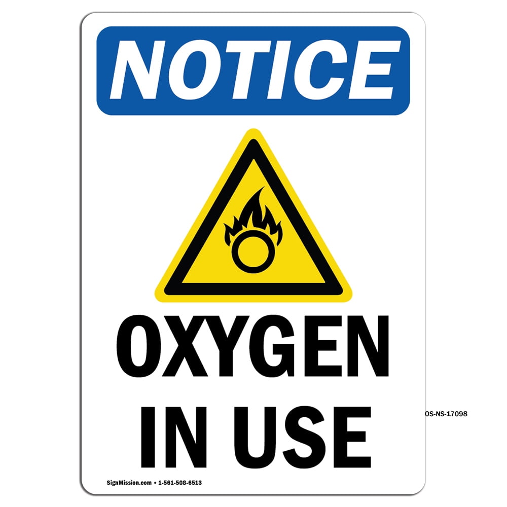 OSHA Notice Signs - Oxygen In Use Sign With Symbol | Decal | Protect ...