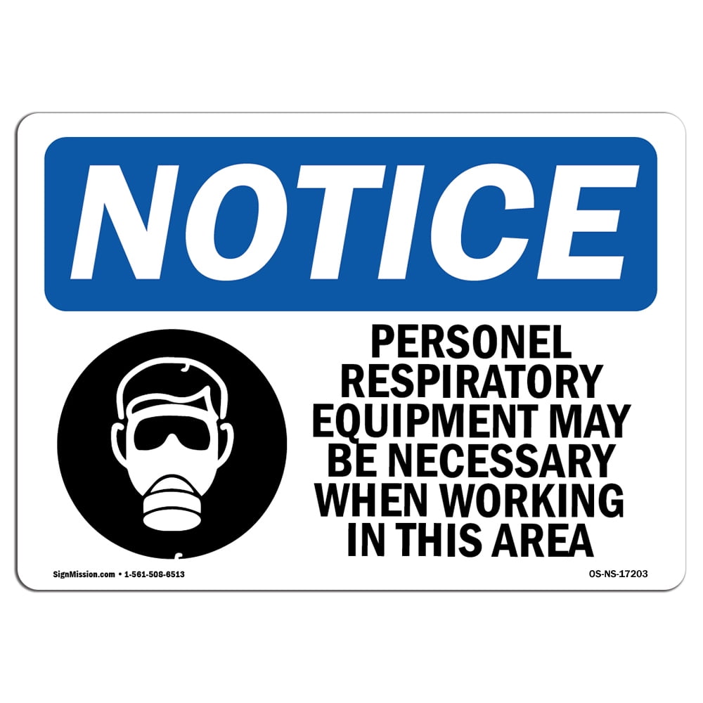 OSHA Notice Signs - Personal Respiratory Equipment Sign With Symbol ...