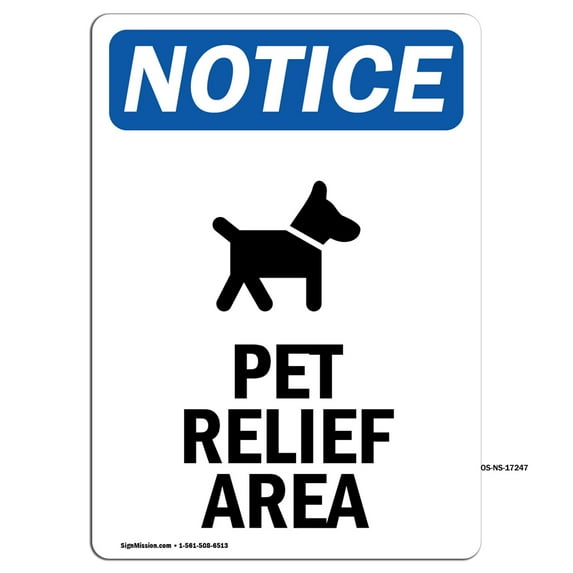 OSHA Notice Signs - Pet Relief Area Sign With Symbol | Decal | Protect ...