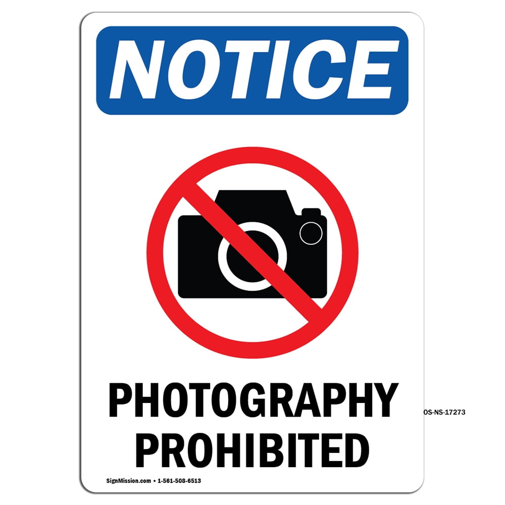 OSHA Notice Signs - Photography Prohibited Sign With Symbol | Decal ...