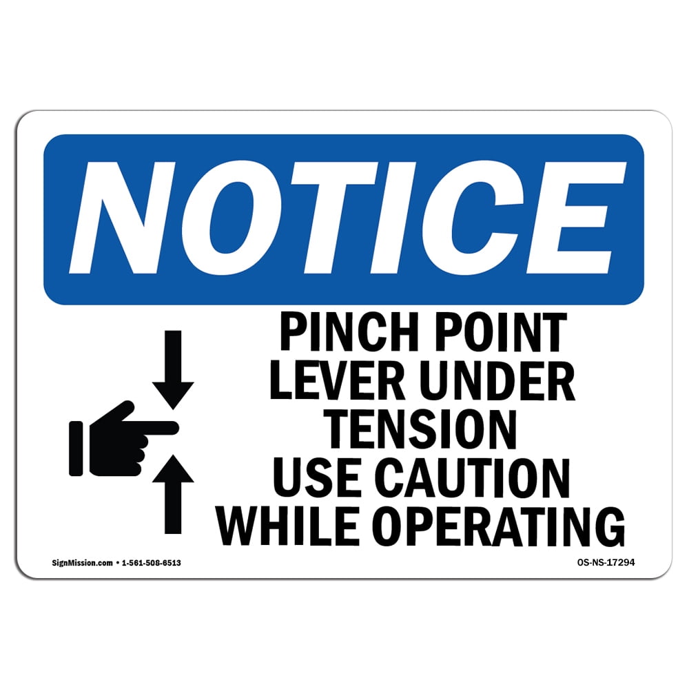 OSHA Notice Signs - Pinch Point Lever Under Tension Sign With Symbol ...