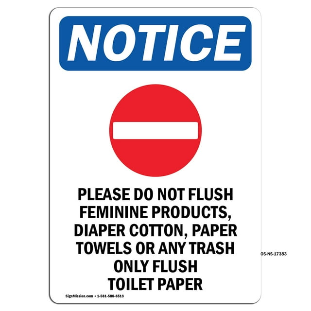 OSHA Notice Signs - Please Do Not Flush Sign With Symbol | Decal ...