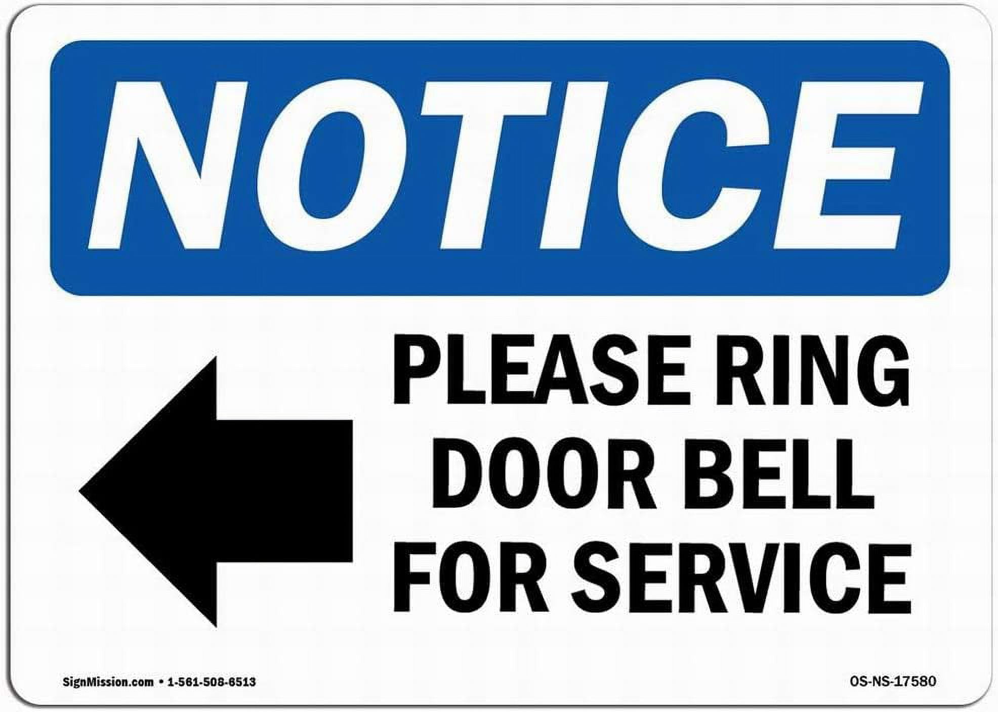 OSHA Notice Signs - Please Ring Door Bell Sign with Symbol Safety Sign ...