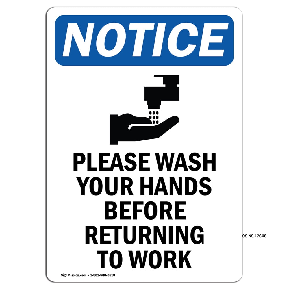 OSHA Notice Signs - Please Wash Your Hands Sign With Symbol | Decal ...