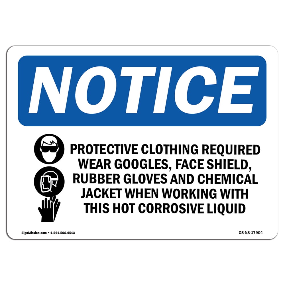 OSHA Notice Signs - Protective Clothing Required Sign With Symbol ...