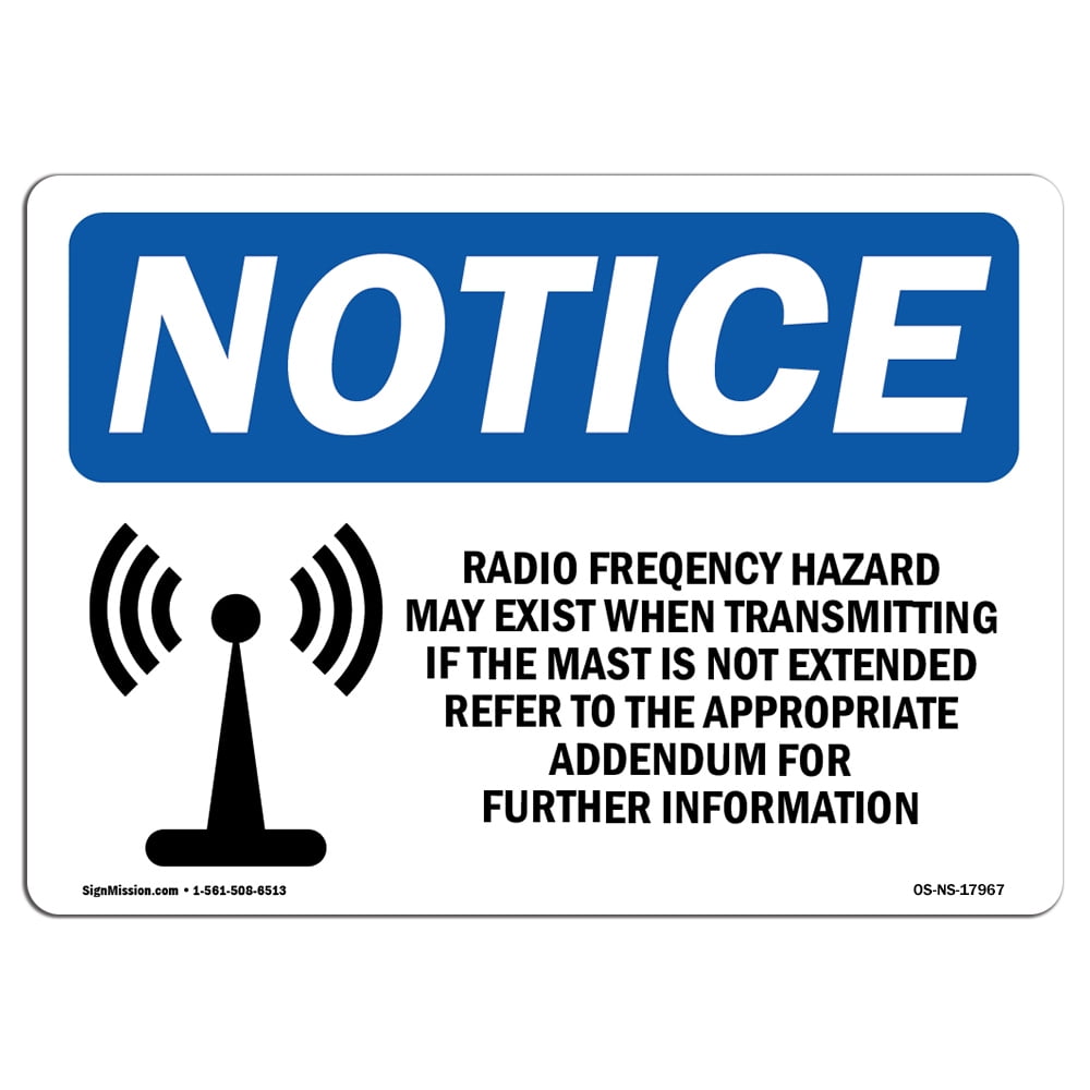 OSHA Notice Signs - Radio Frequency Hazard May Exist Sign With Symbol ...