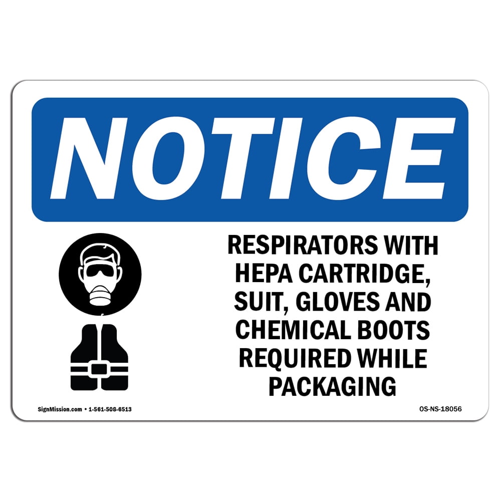 OSHA Notice Signs - Respirator With Hepa Cartridge Sign With Symbol ...