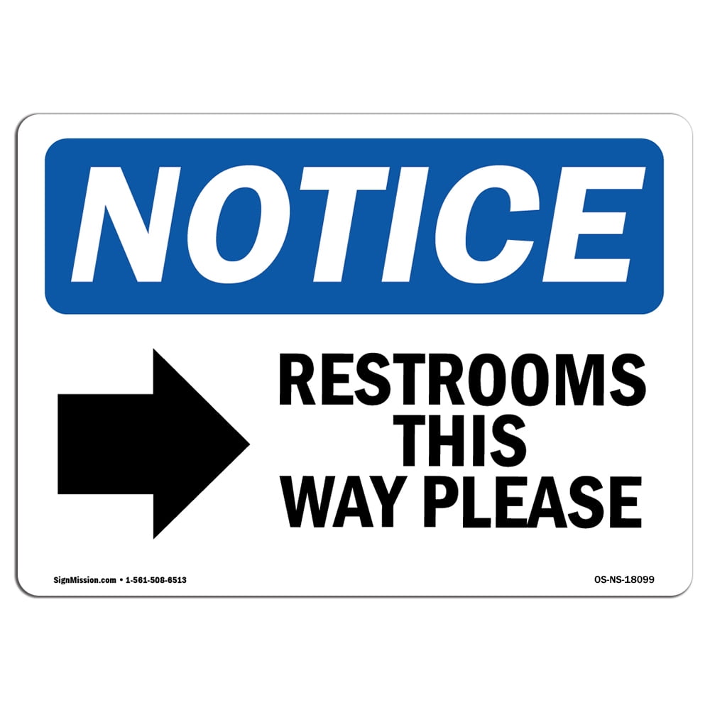 OSHA Notice Signs - Restrooms This Way Please [Right Sign With Symbol ...