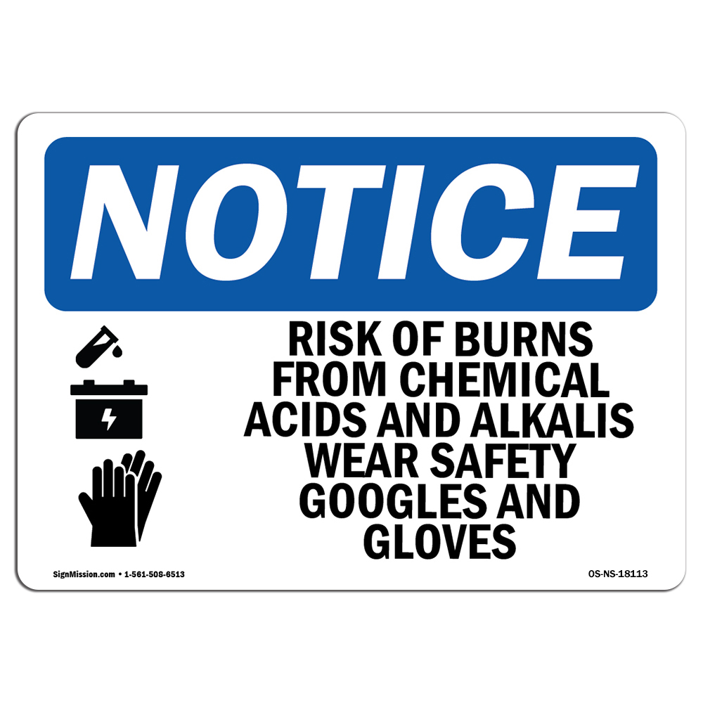 OSHA Notice Signs - Risk Of Burns From Chemical Sign With Symbol ...