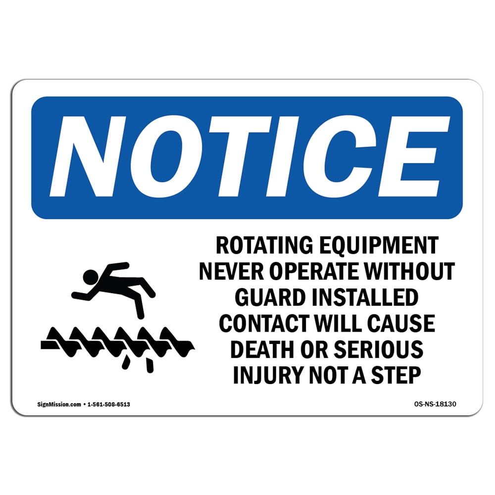 OSHA Notice Signs - Rotating Equipment Never Operate Sign With Symbol ...