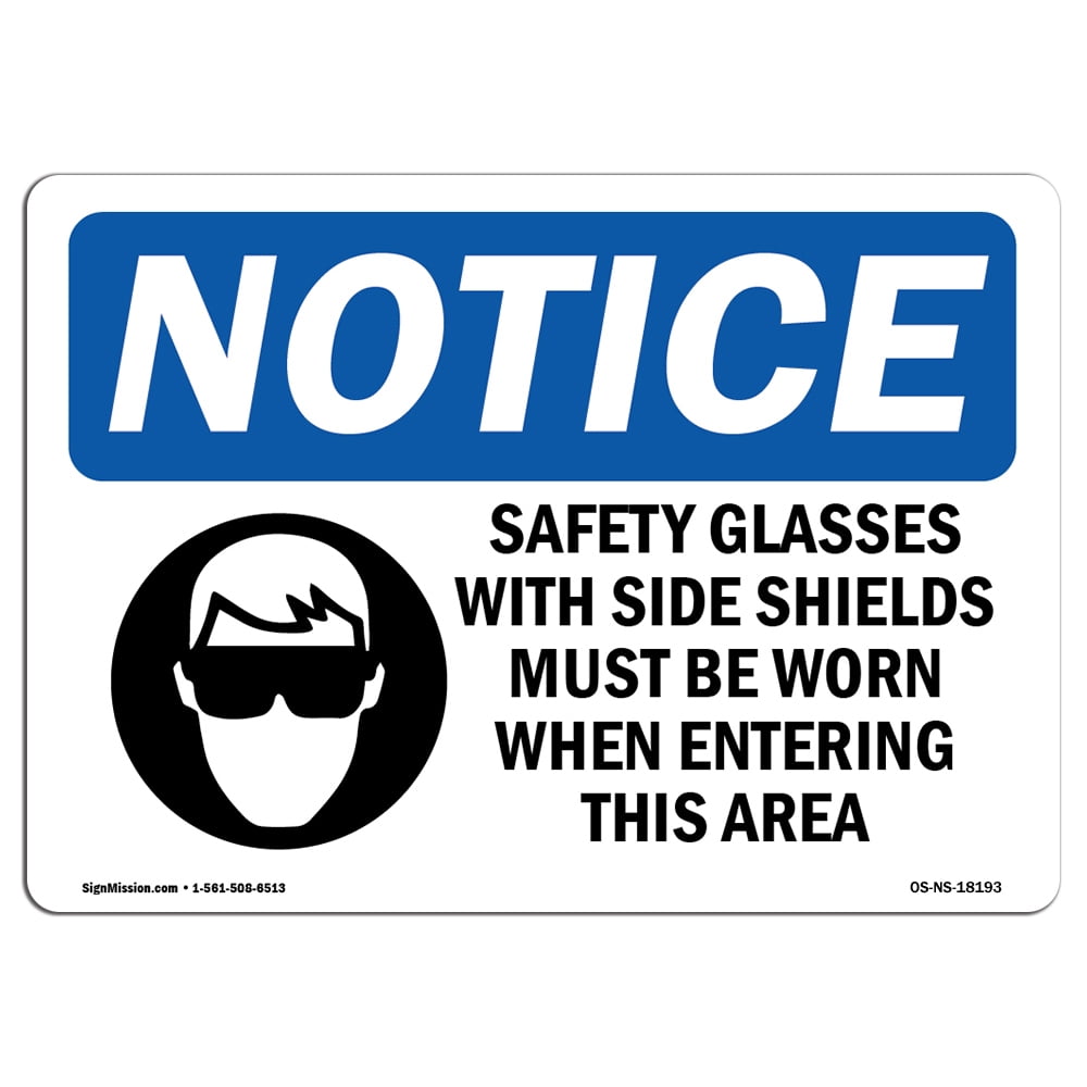 OSHA Notice Signs - Safety Glasses With Side Shields Sign With Symbol ...