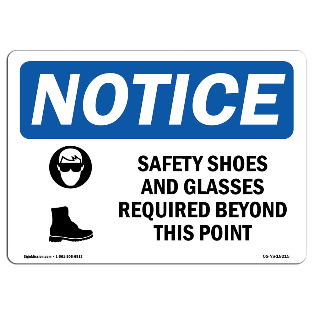 OSHA Notice Signs - Safety Shoes And Glasses Required Sign With Symbol ...