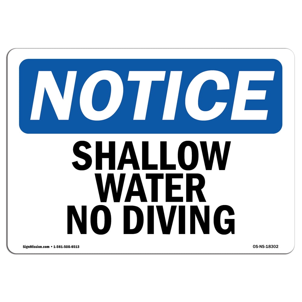 OSHA Notice Signs - Shallow Water No Diving Sign | Extremely Durable ...