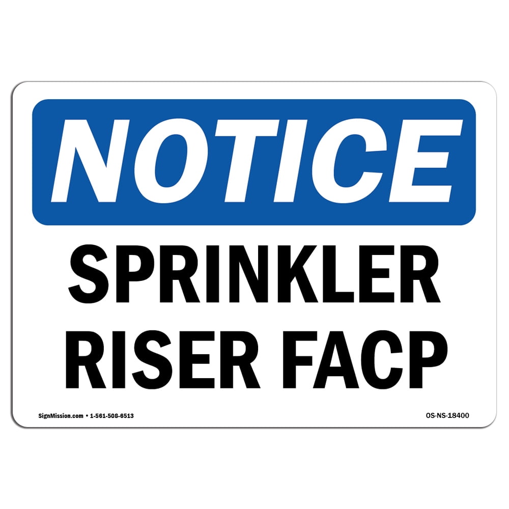 OSHA Notice Signs - Sprinkler Riser Facp Sign | Extremely Durable Made ...