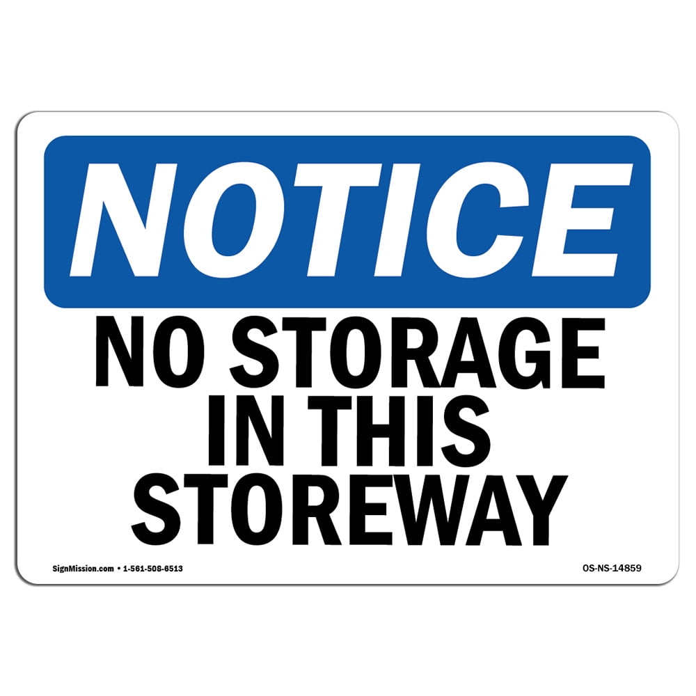 OSHA Notice Signs - No Storage In This Doorway Sign | Extremely Durable ...