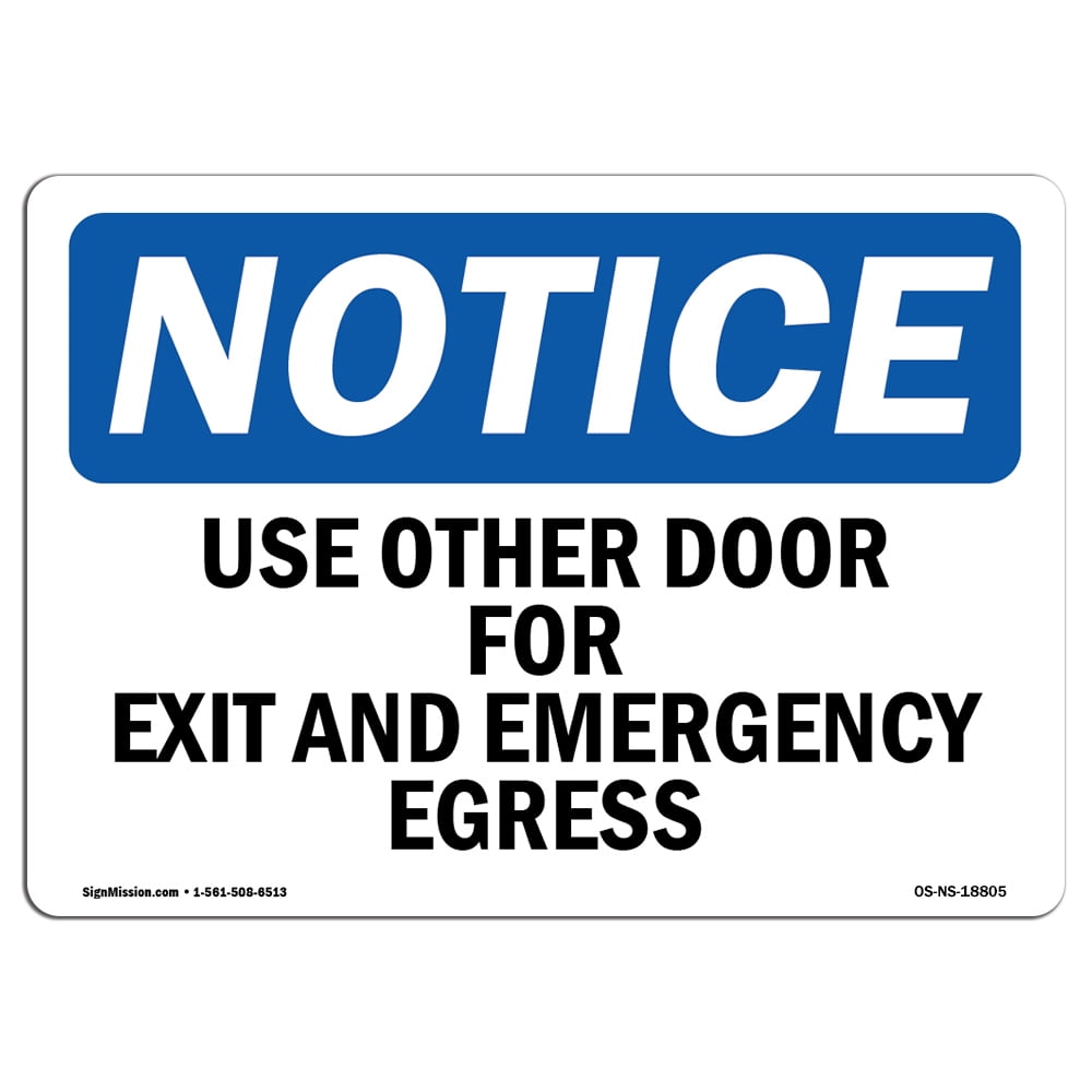 OSHA Notice Signs - Use Other Door For Exit And Emergency Egress Sign ...