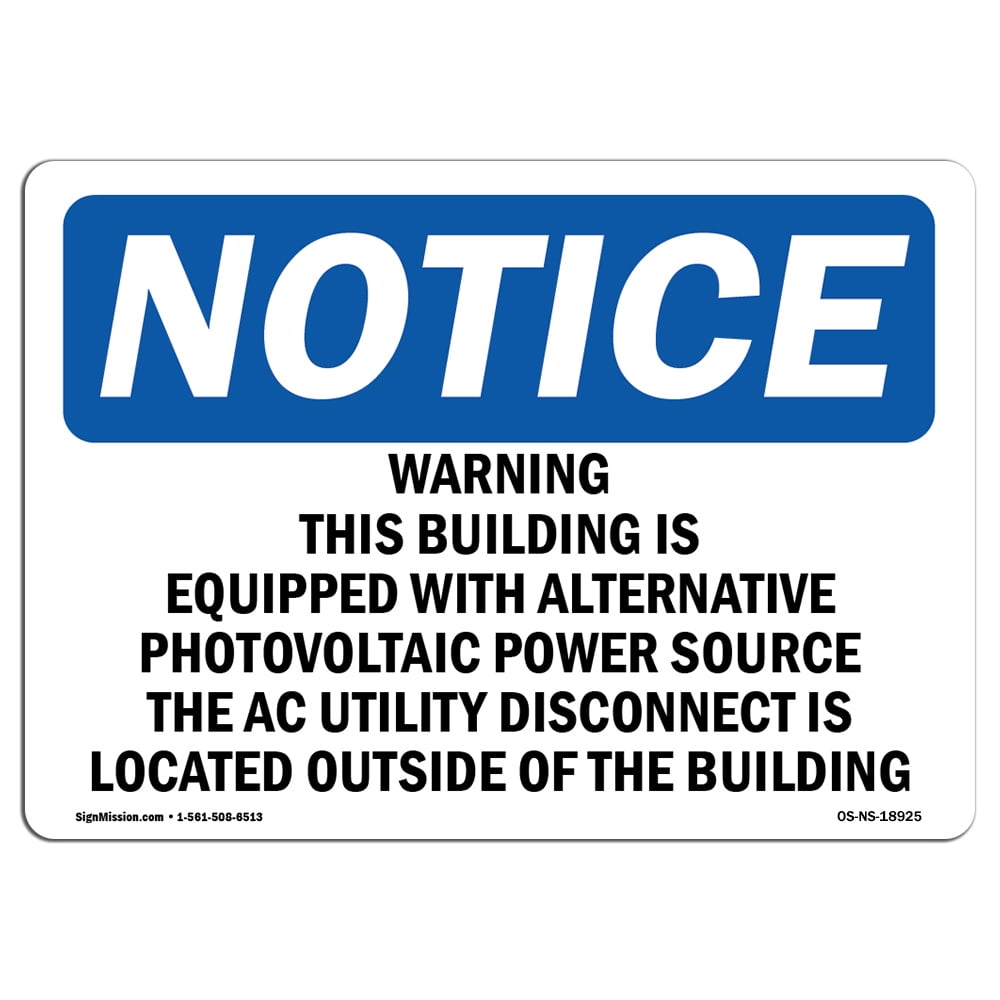 OSHA Notice Signs - Warning This Building Is Equipped With Alternative ...