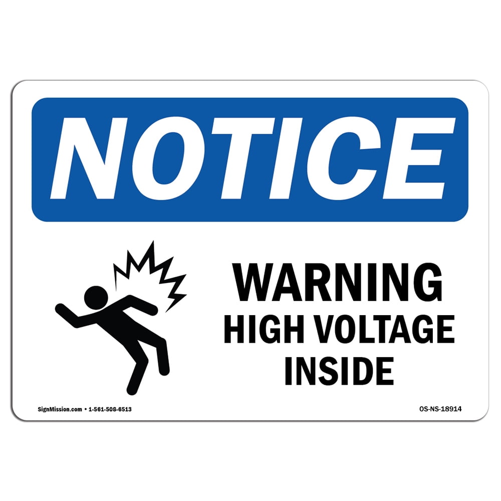 OSHA Notice Signs - Warning High Voltage Inside Sign With Symbol ...