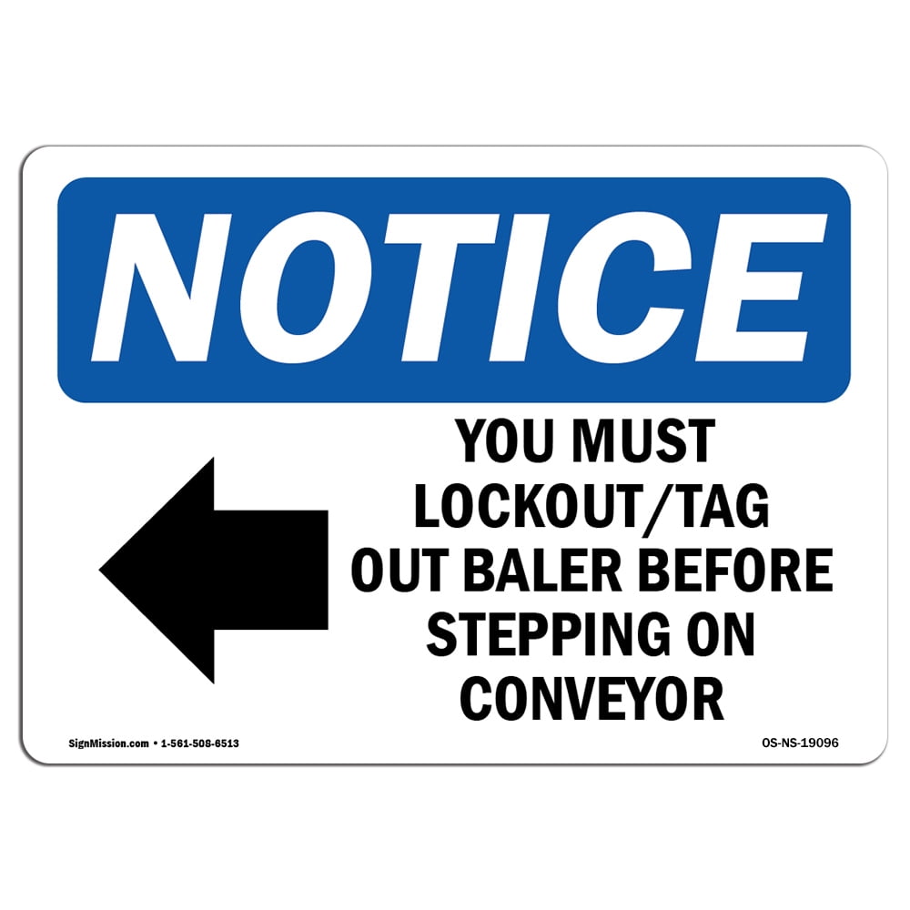 OSHA Notice Signs - You Must Lockout Tag Out Baler Sign With Symbol ...