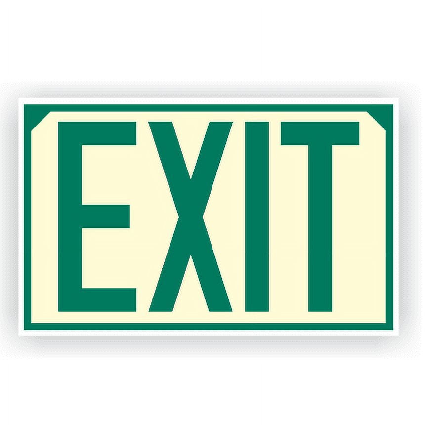 OSHA Photoluminescent Exit Sign (Green) UV Inks on Aluminum 12" x 7.5 ...
