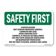 OSHA SAFETY FIRST Sign - Ethylene Oxide Cancer Hazard And Reproductive ...