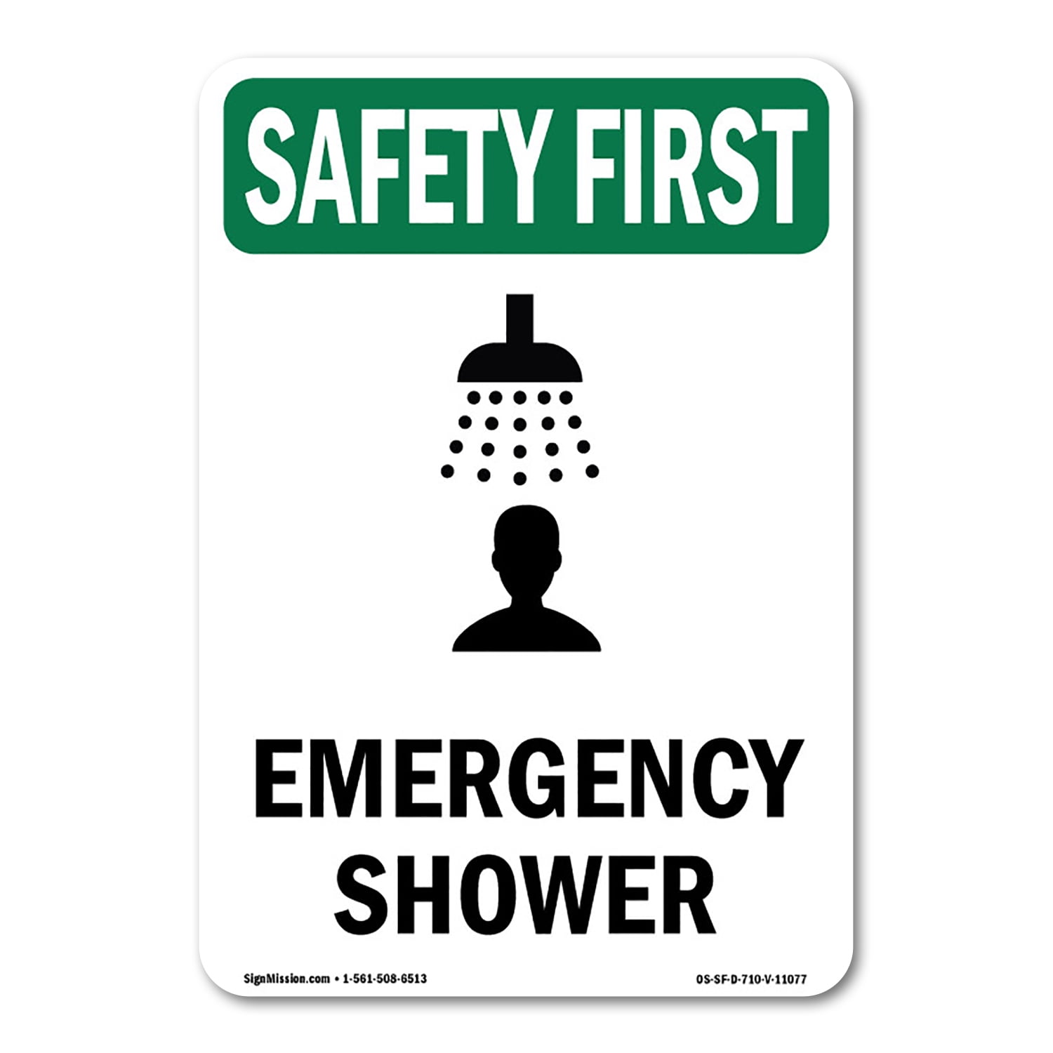 OSHA SAFETY FIRST Sign - Emergency Shower With Symbol | Decal | Protect ...