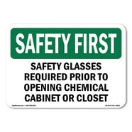 12 x 18 in. OSHA Safety First Sign - Eye & Foot Protection Required ...