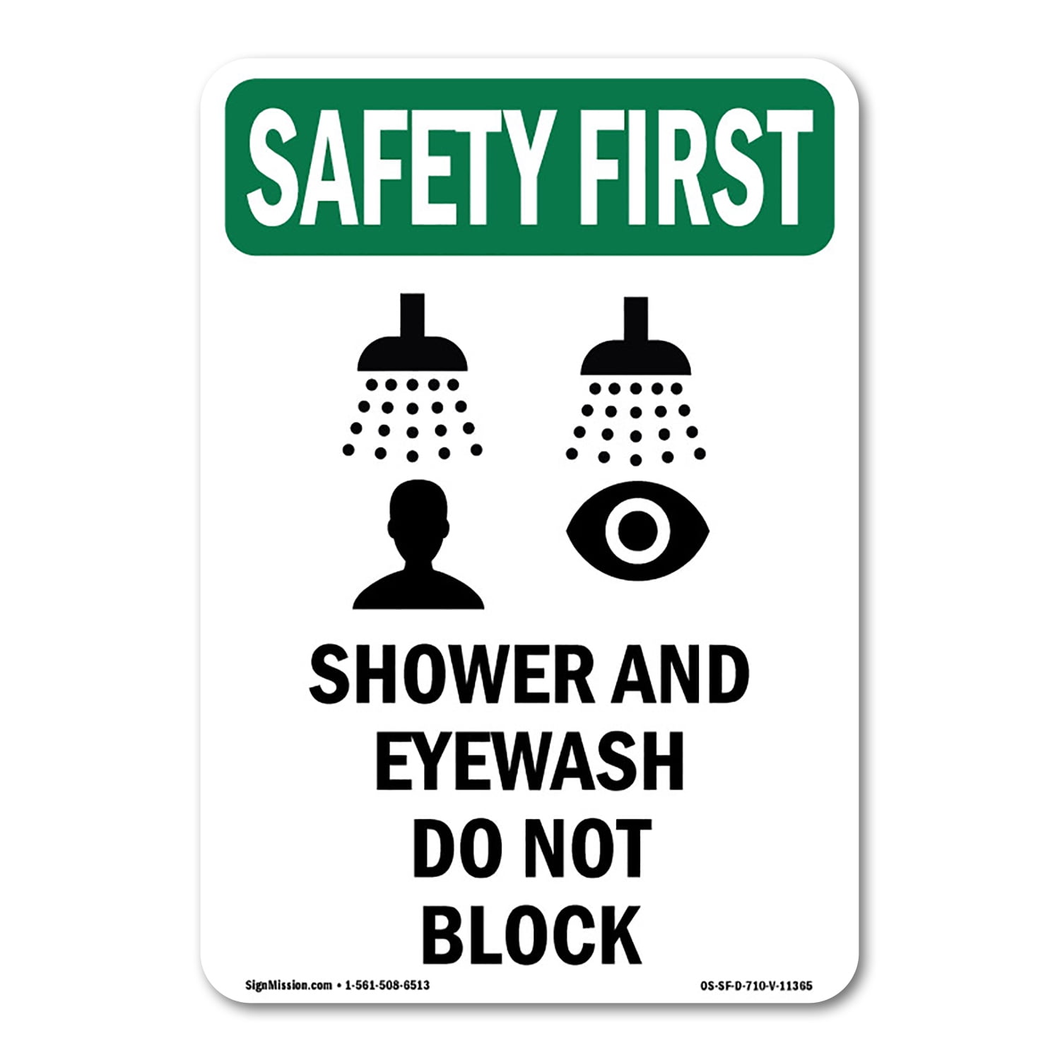 OSHA SAFETY FIRST Sign - Shower And Eyewash With Symbol | Decal ...