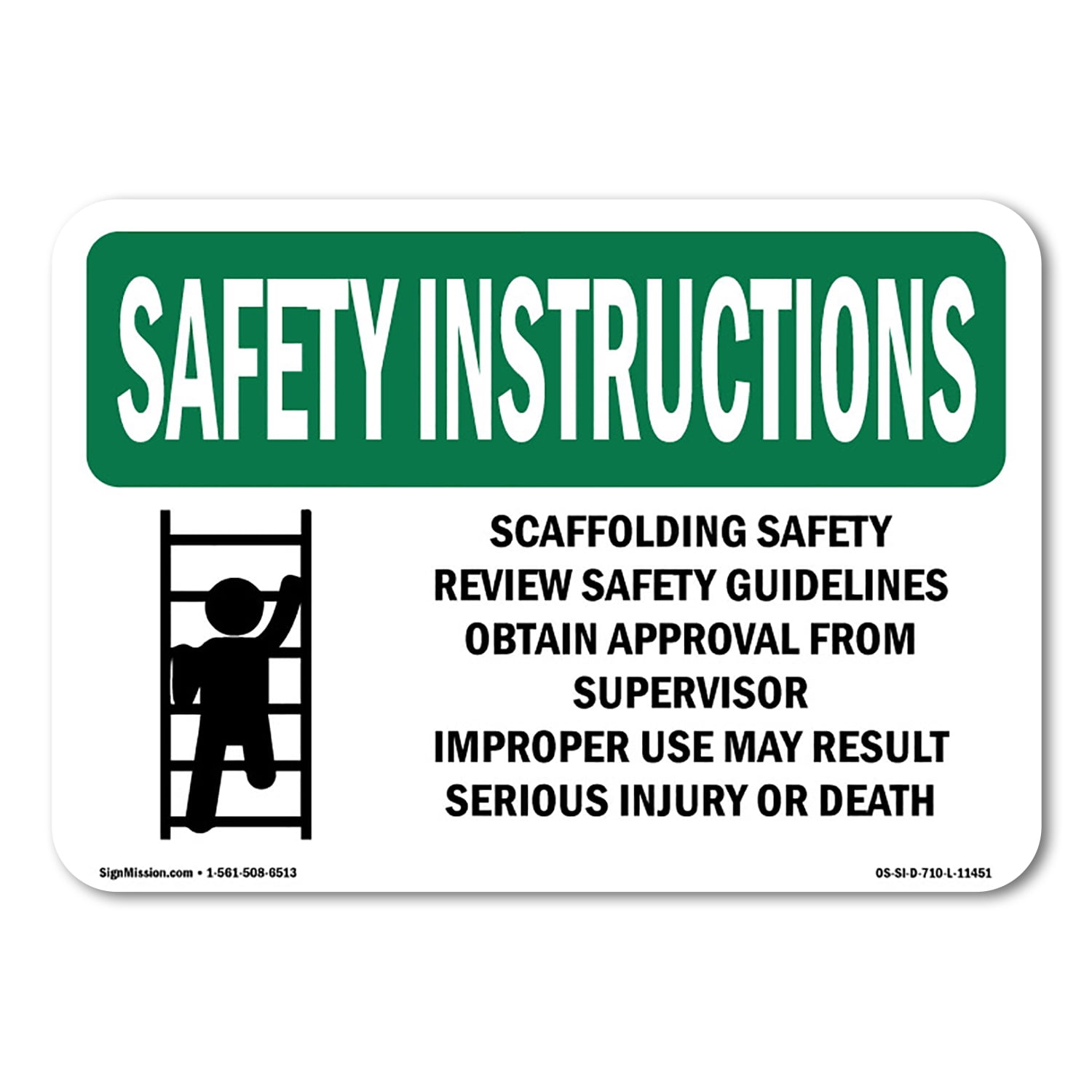 OSHA SAFETY INSTRUCTIONS Sign - Scaffolding Safety Review With Symbol ...