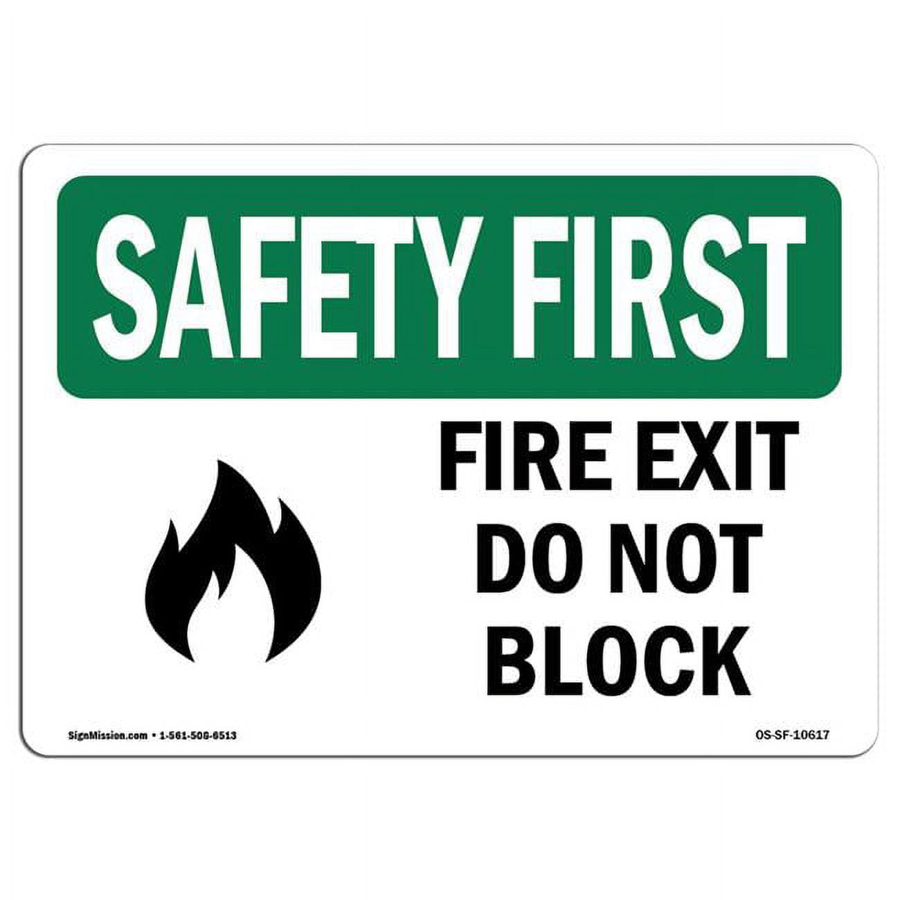 OSHA Safety First Sign - Fire Exit Do Not Block with Symbol - Walmart.com