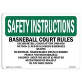 OSHA Safety Instructions Sign - Basketball Court Rules Use Basketball ...