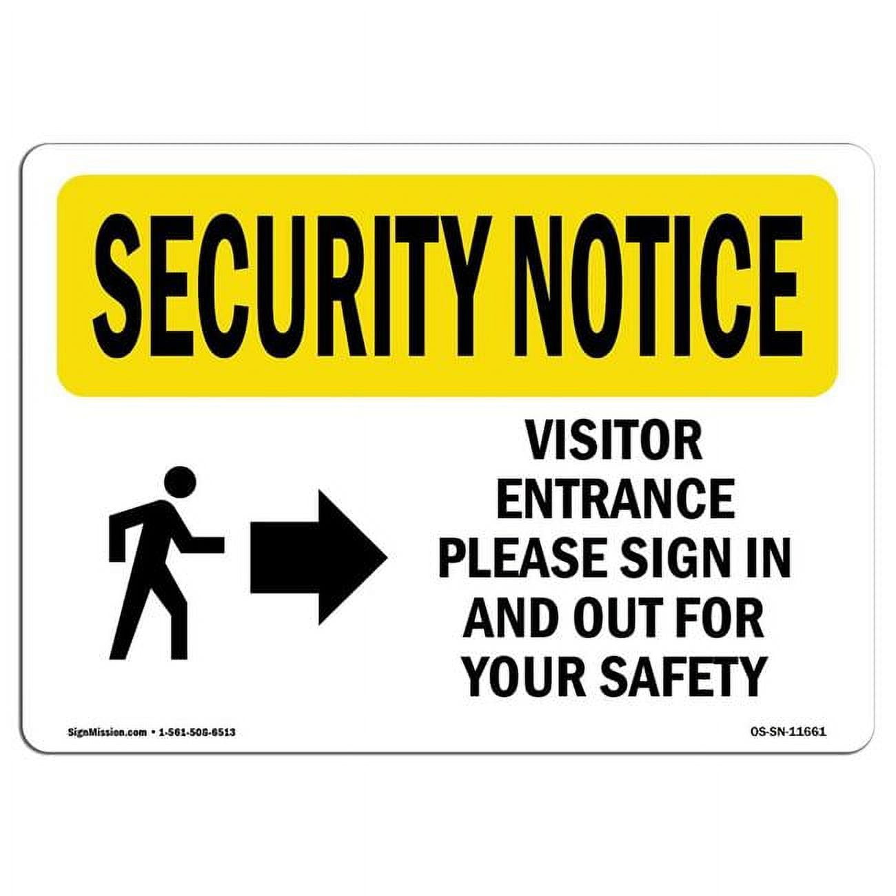OSHA Security Notice Sign - Visitor Entrance Please Sign In & Out for ...
