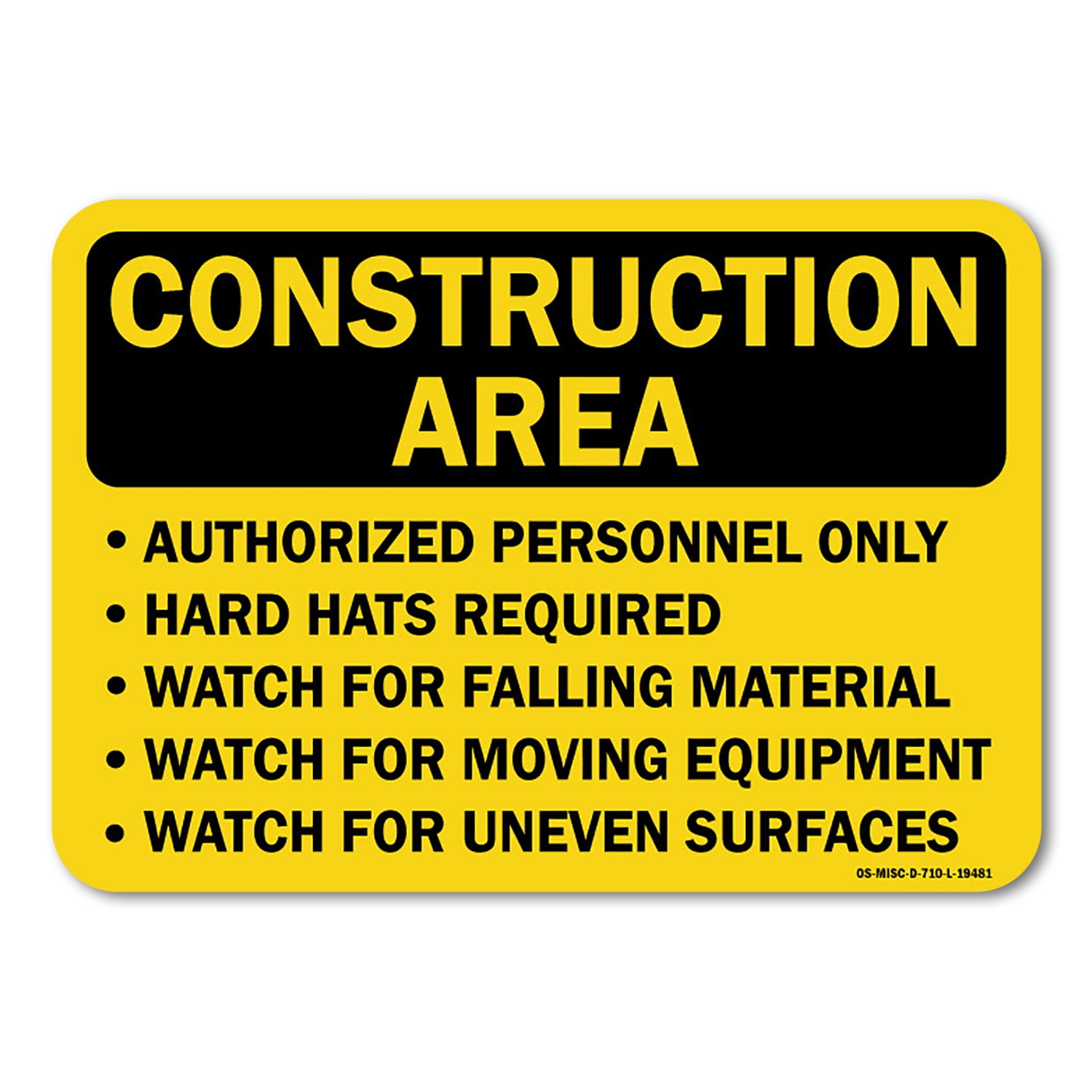 OSHA Sign - Construction Area Authorized Personnel Only Hard Hats ...