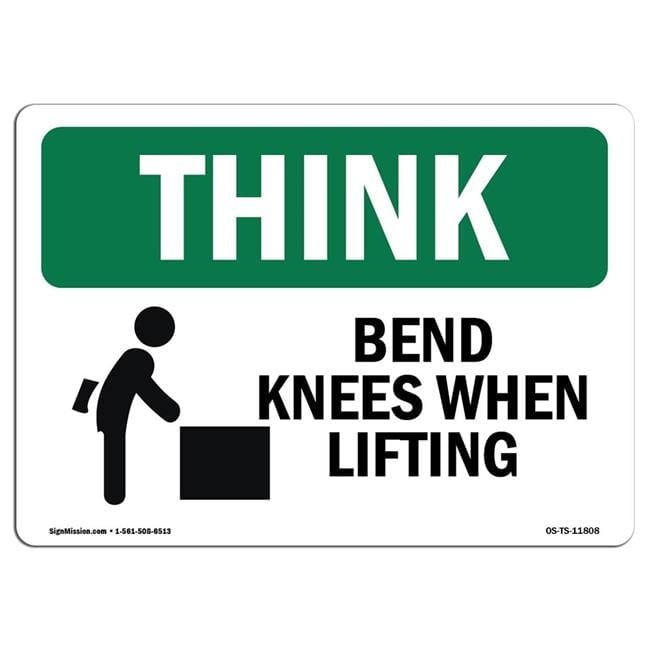 OSHA Think Sign - Bend Knees When Lifting - Walmart.com