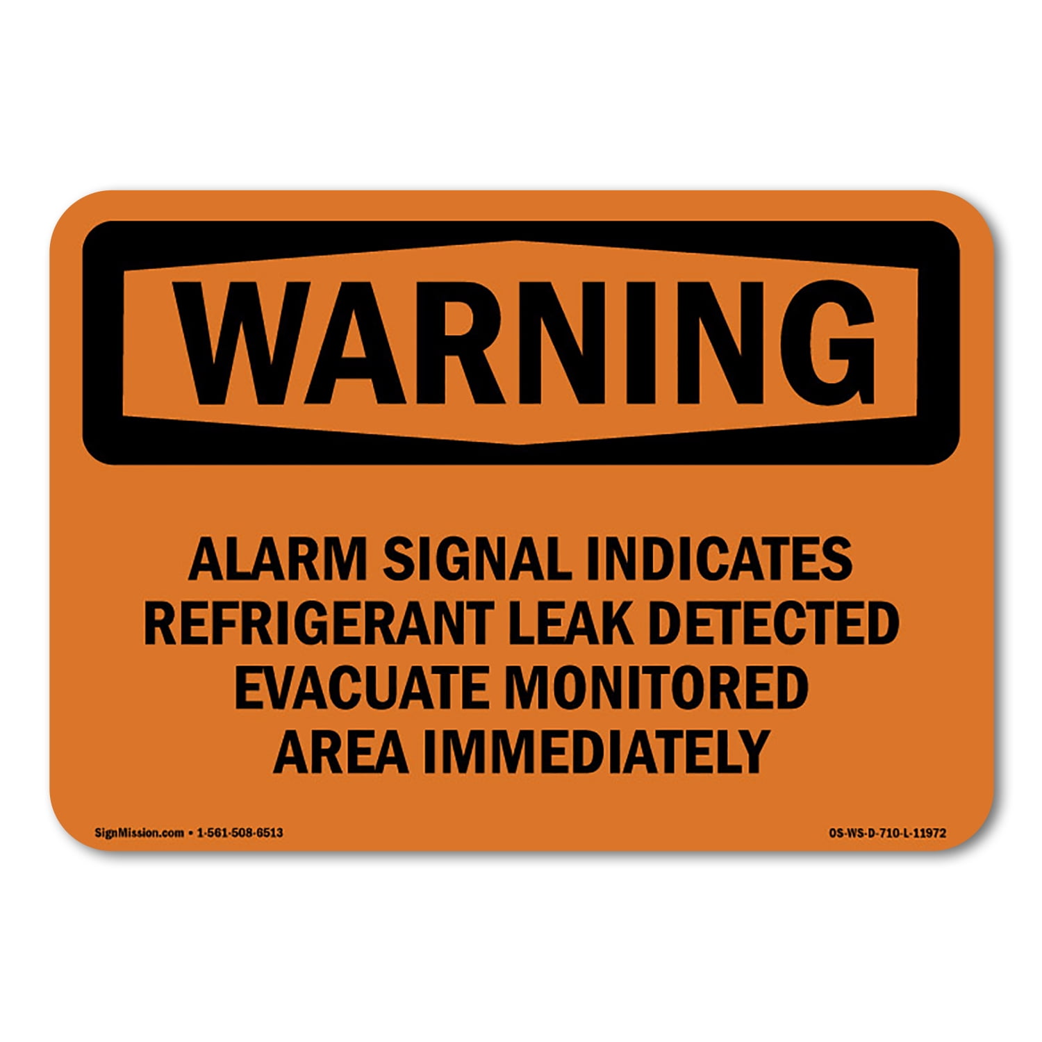 OSHA WARNING Sign - Alarm Signal Indicates Refrigerant Leak | Decal ...