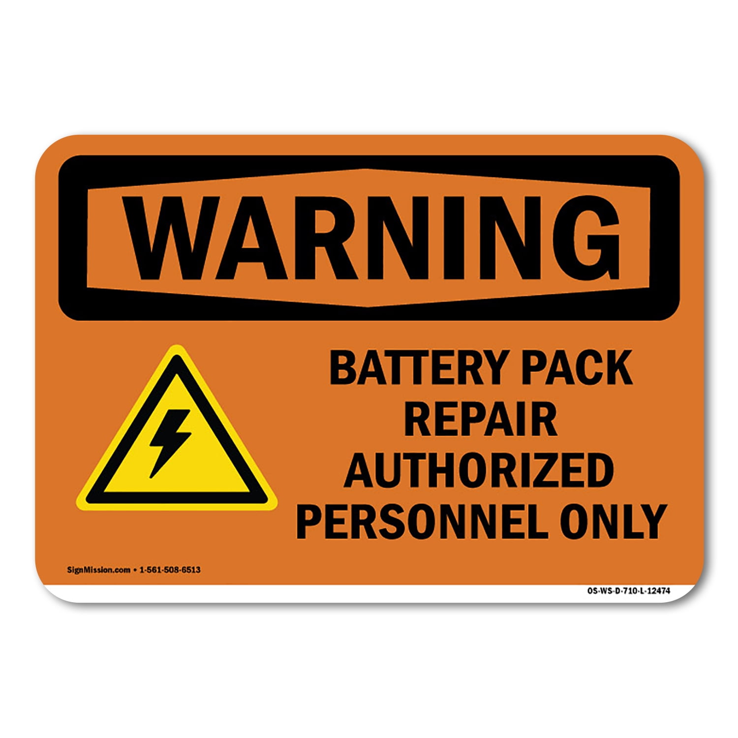 OSHA WARNING Sign - Battery Pack Repair With Symbol | Decal | Protect ...