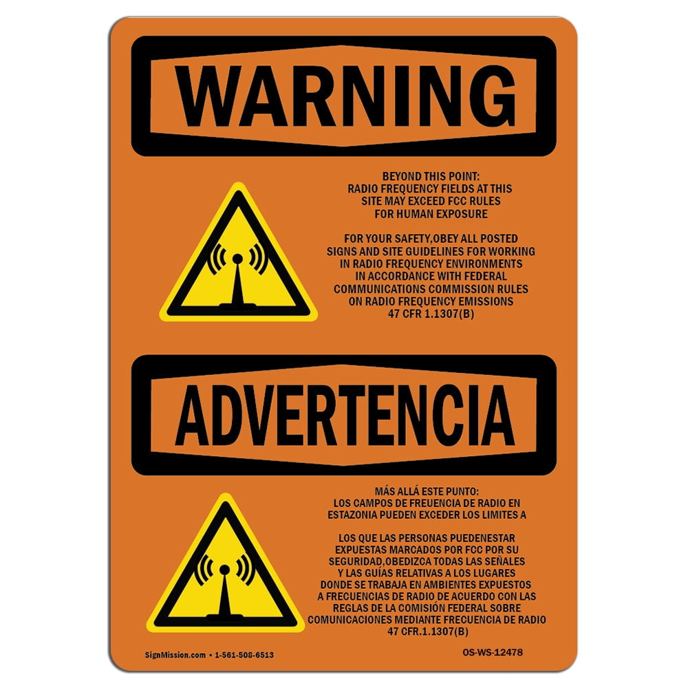 OSHA WARNING Sign - Beyond This Point Radio Frequency Bilingual ...