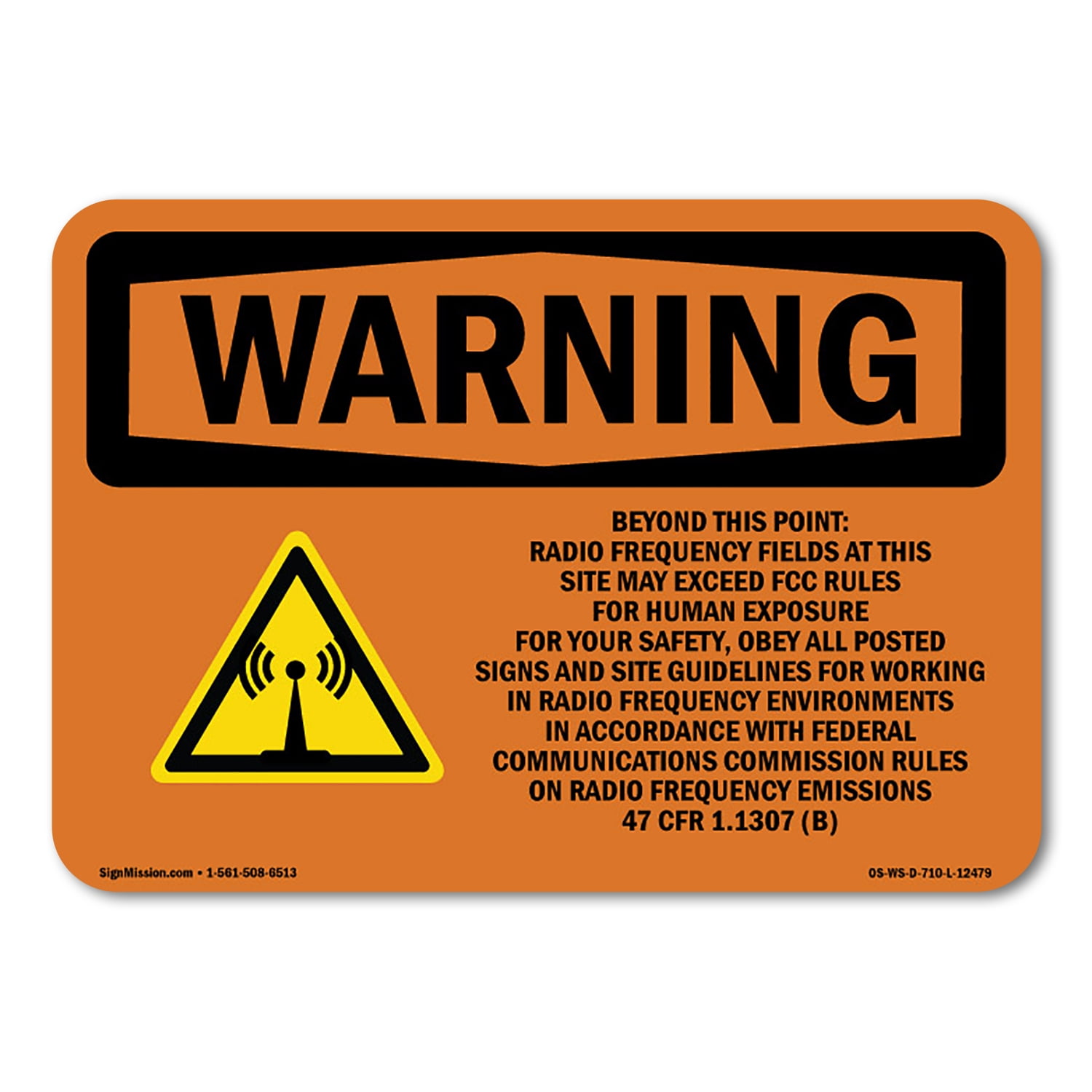 OSHA WARNING Sign - Beyond This Point Radio Frequency Fields | Plastic ...